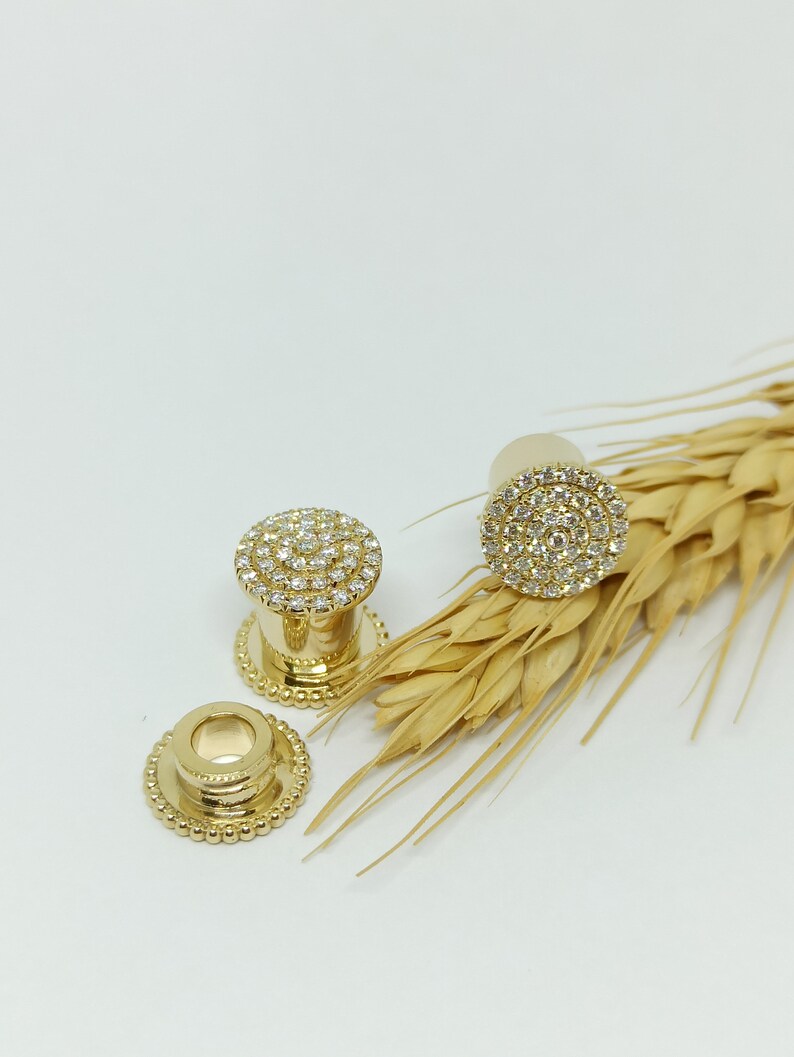 Ear Tunnels Diamond 6G Ear Gauges Plug Tunnel 14k Custom - Etsy Israel
