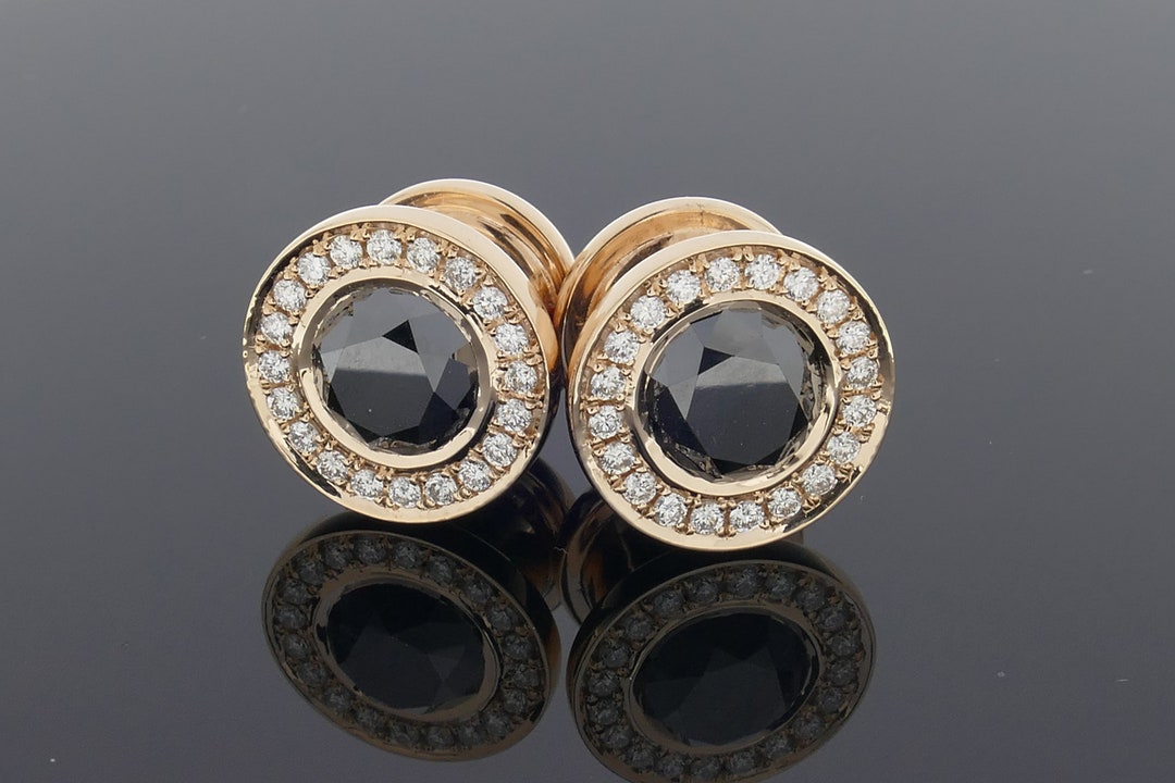 Ear Gauges Solid Gold Ear Lest Earrings Jewelry 14k Plugs Piercing Ear ...