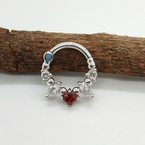 Helix Piercing Earring 14k White Diamond Ruby Daith Hoop Ear Cuff ...