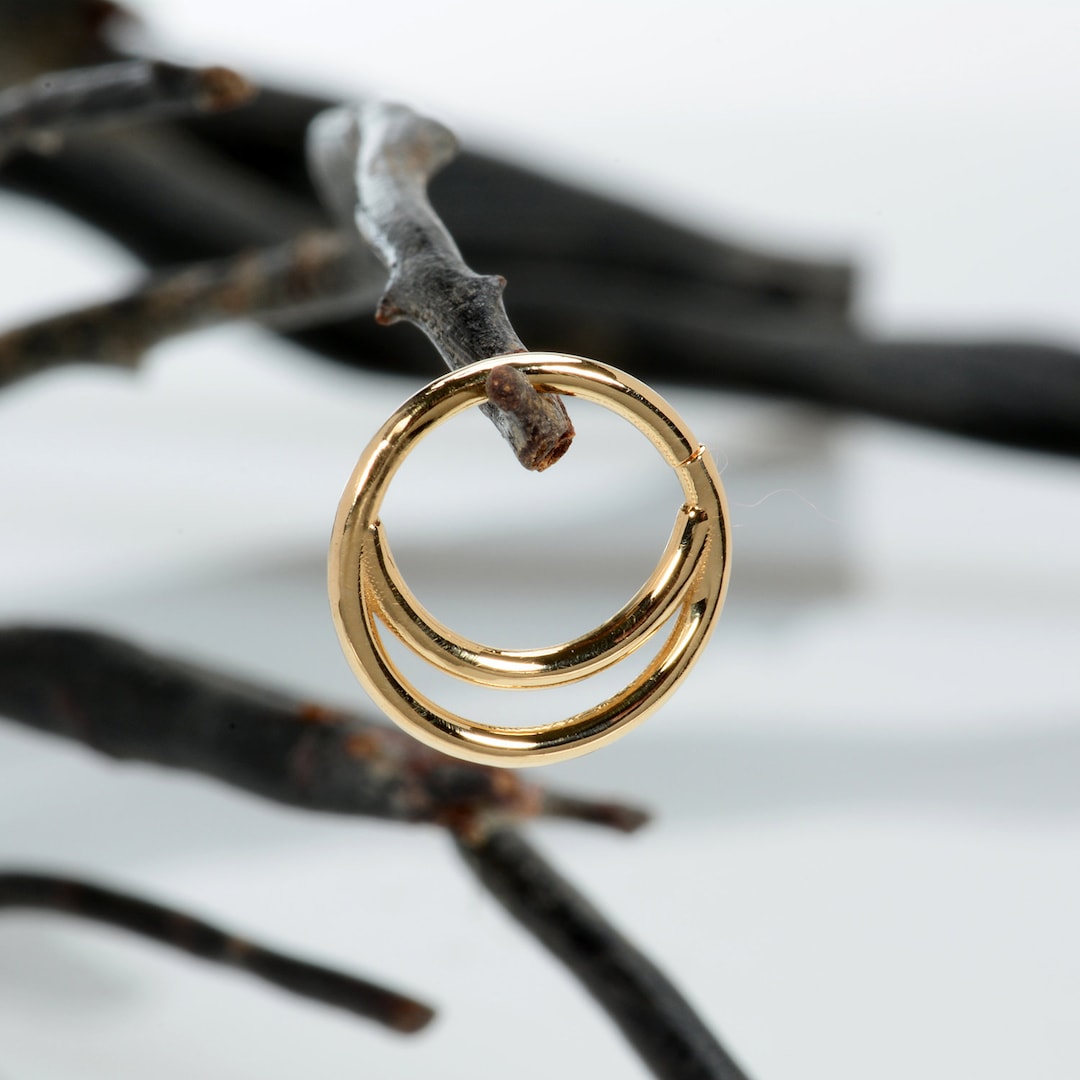 Double Septum Ring Nose Hoop Piercing Jewelry 14k Gold Cartilage ...