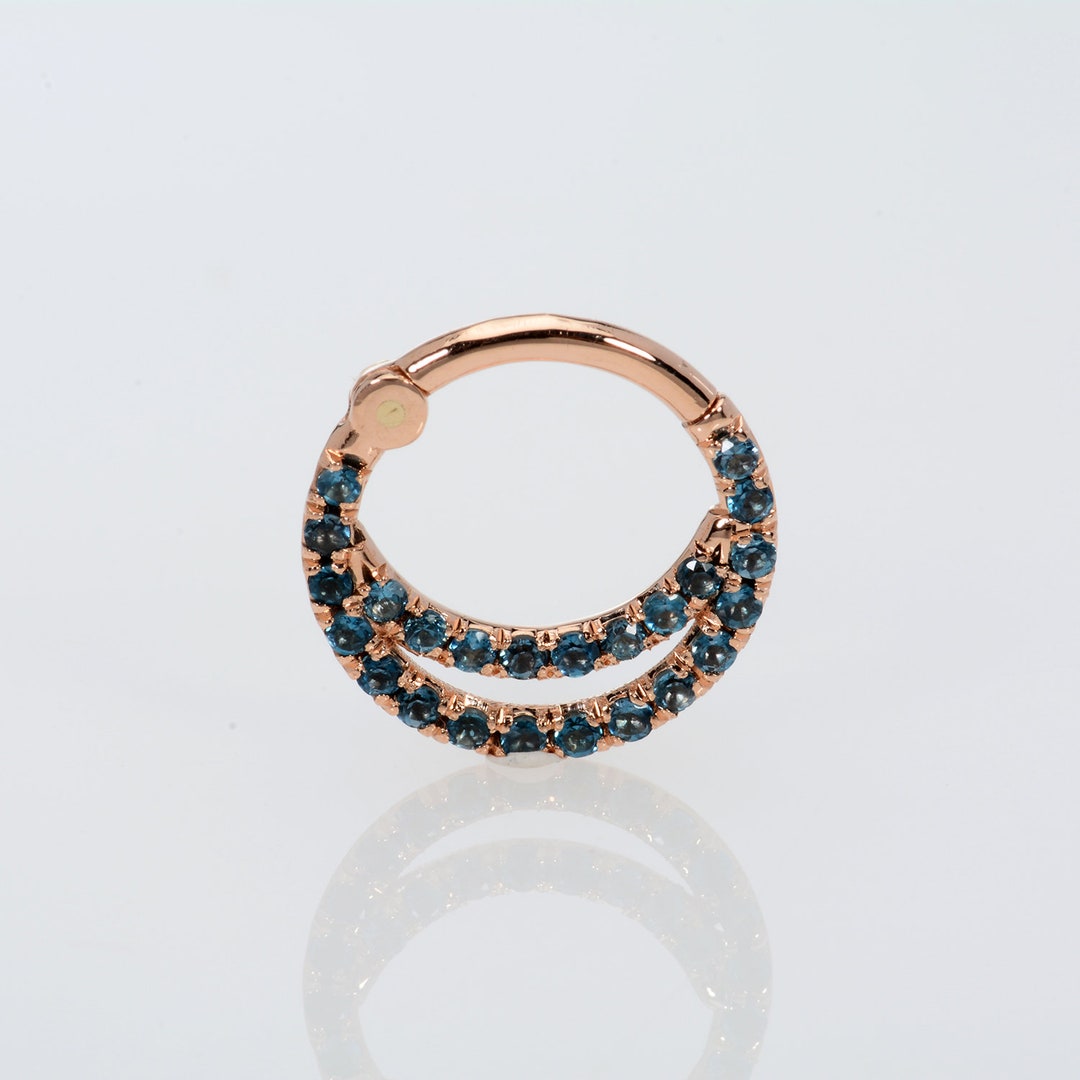 Daith Piercing Jewelry Topaz Blue London 14k Gold Helix Earring Nose ...