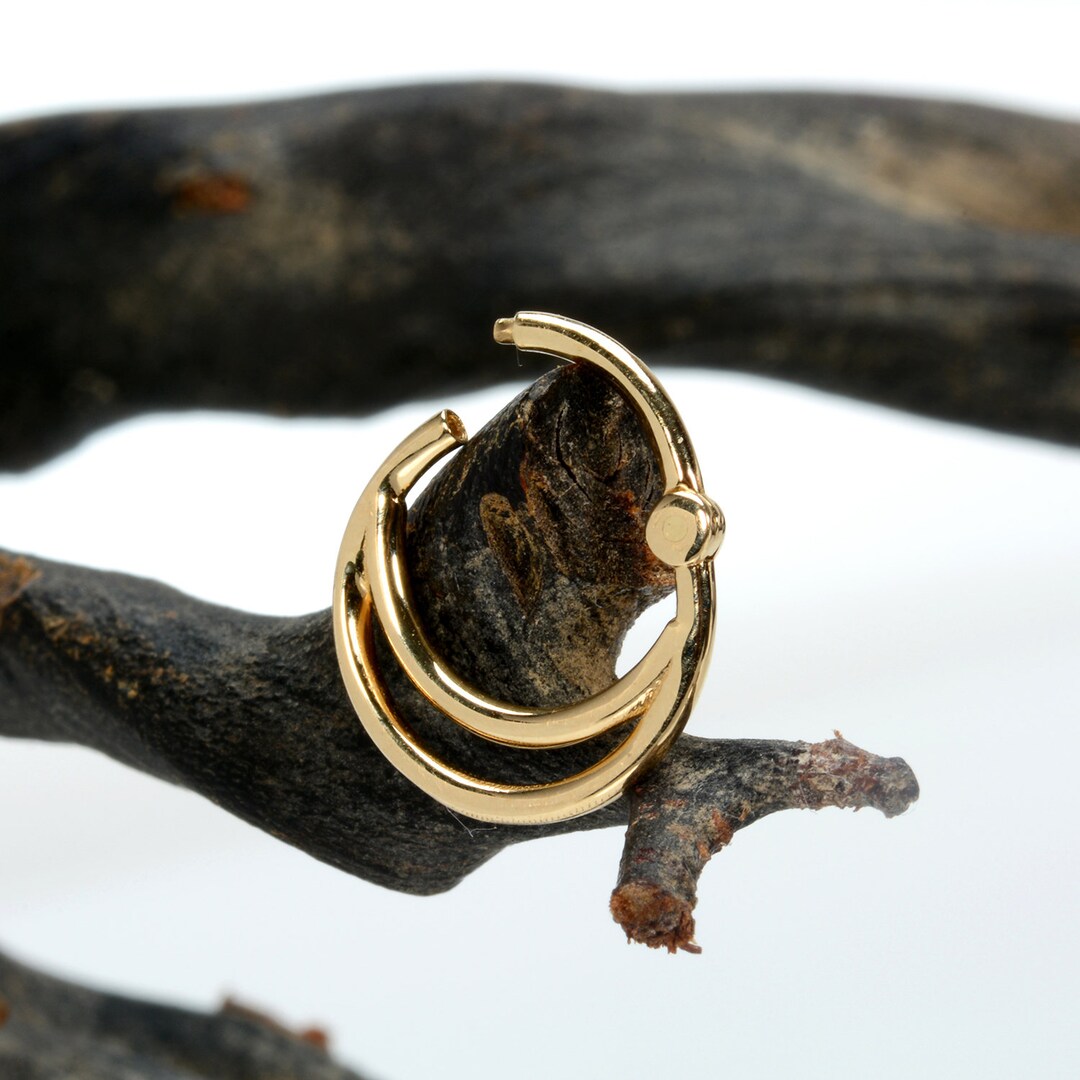 Double Septum Ring Septum Clicker 14k Gold Daith Earring Helix Jewelry ...