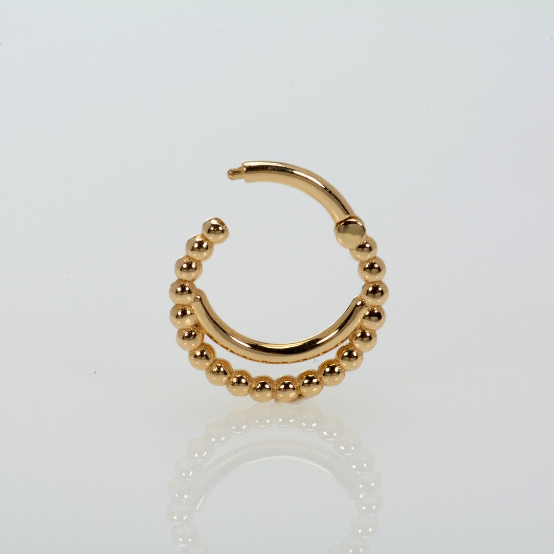 Cartilage Balls Septum Clicker 14k Yellow Solid Gold Daith Earring ...