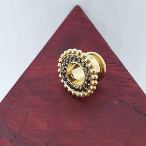 Diamond Gauges Solid Gold Ear Tunnels With Golden Balls Ear Gauges 14k ...