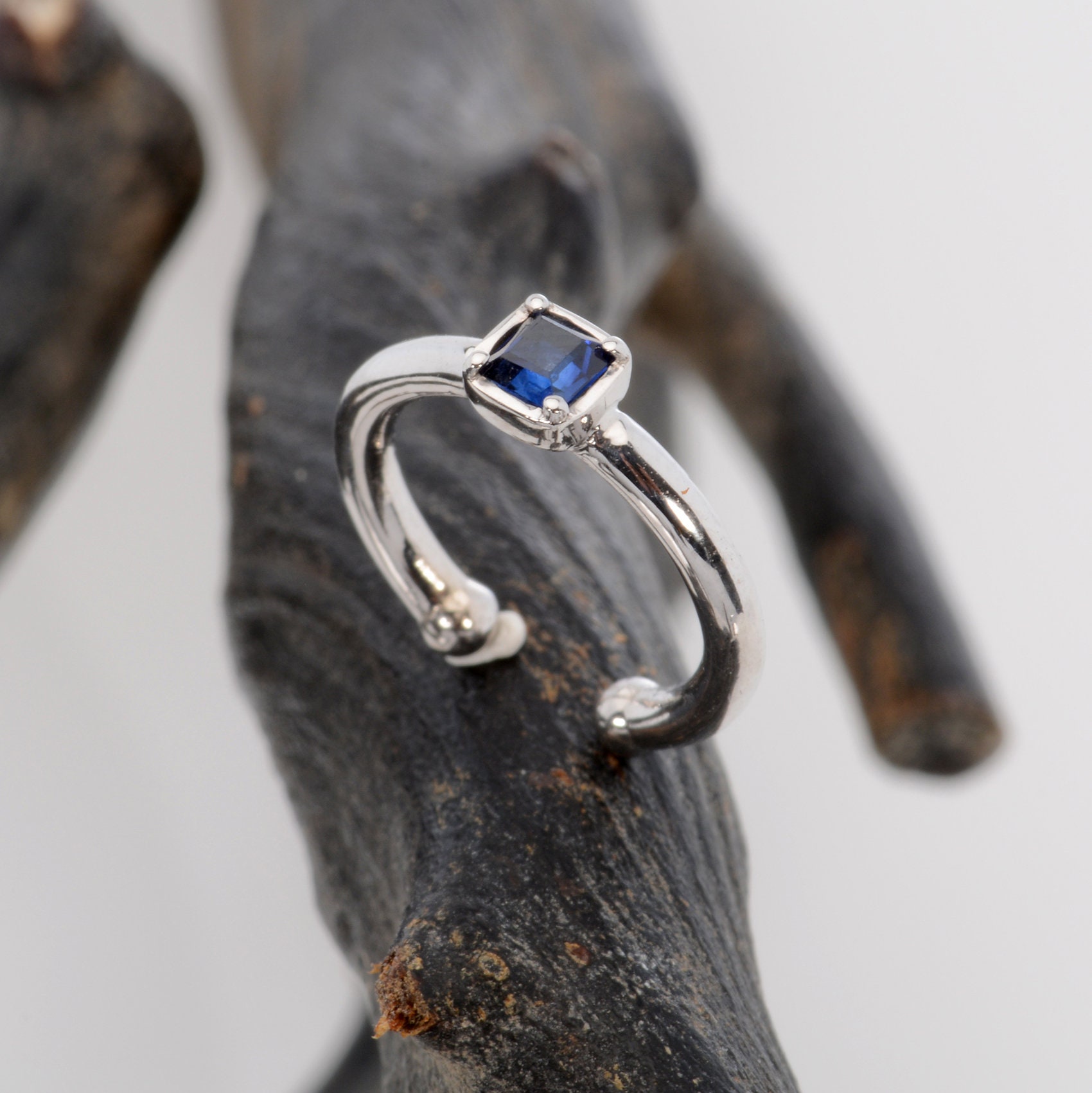 Ear Cuff 14K Solid Gold Sapphire Ear Jacket Cartilage Earring Conch ...