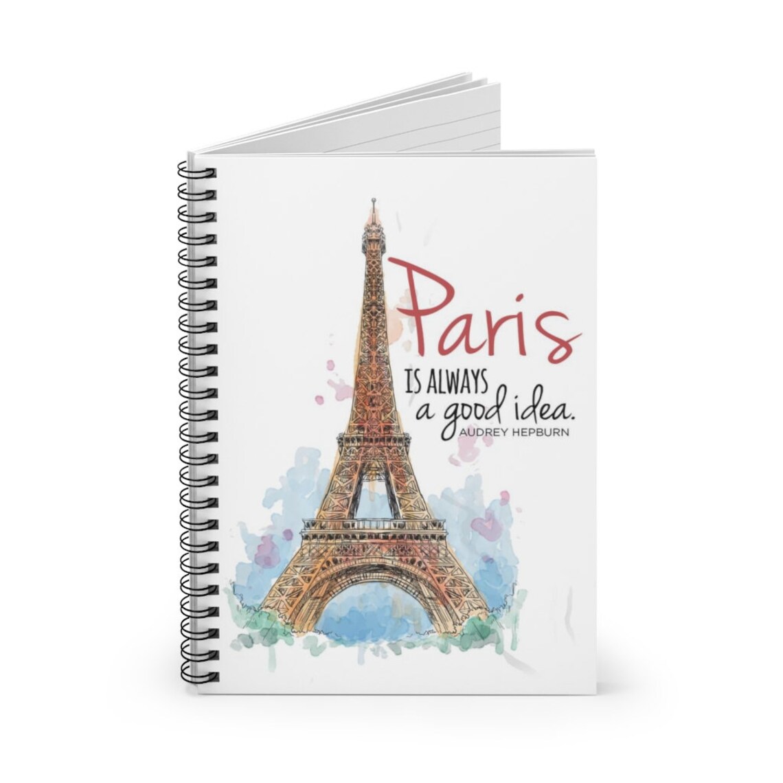 Paris Notebook, Travel Notebook, Eiffel Tower Spiral Notebook, Ruled ...