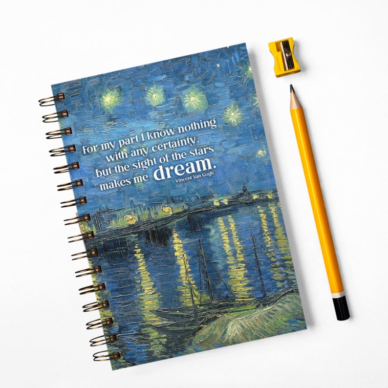 Van Gogh Notebook, Starry Night Notebook, Ruled Line Spiral Notebook ...