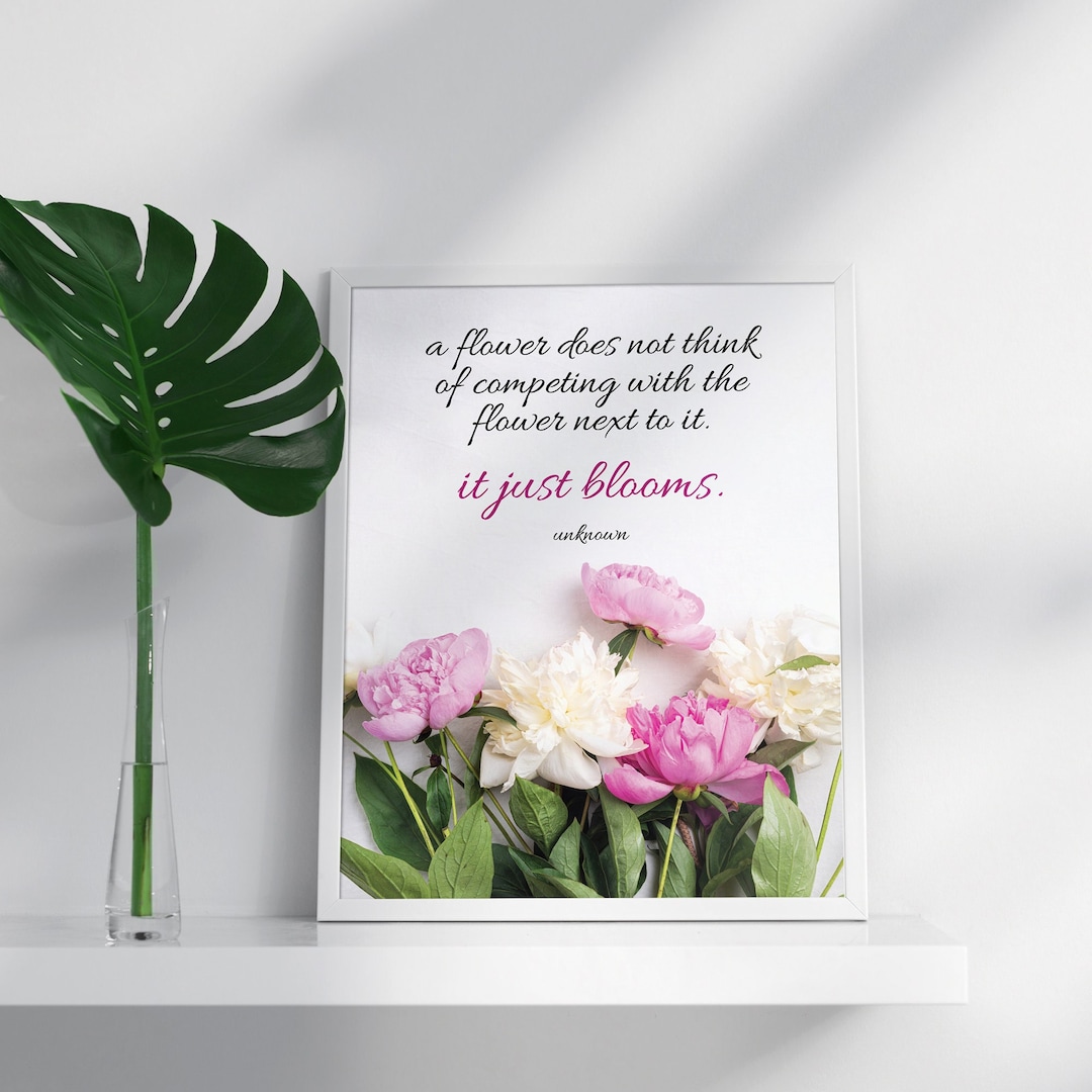 Flower Quotes Wall Art, Quote Wall Art, Flower Print, Digital Download ...