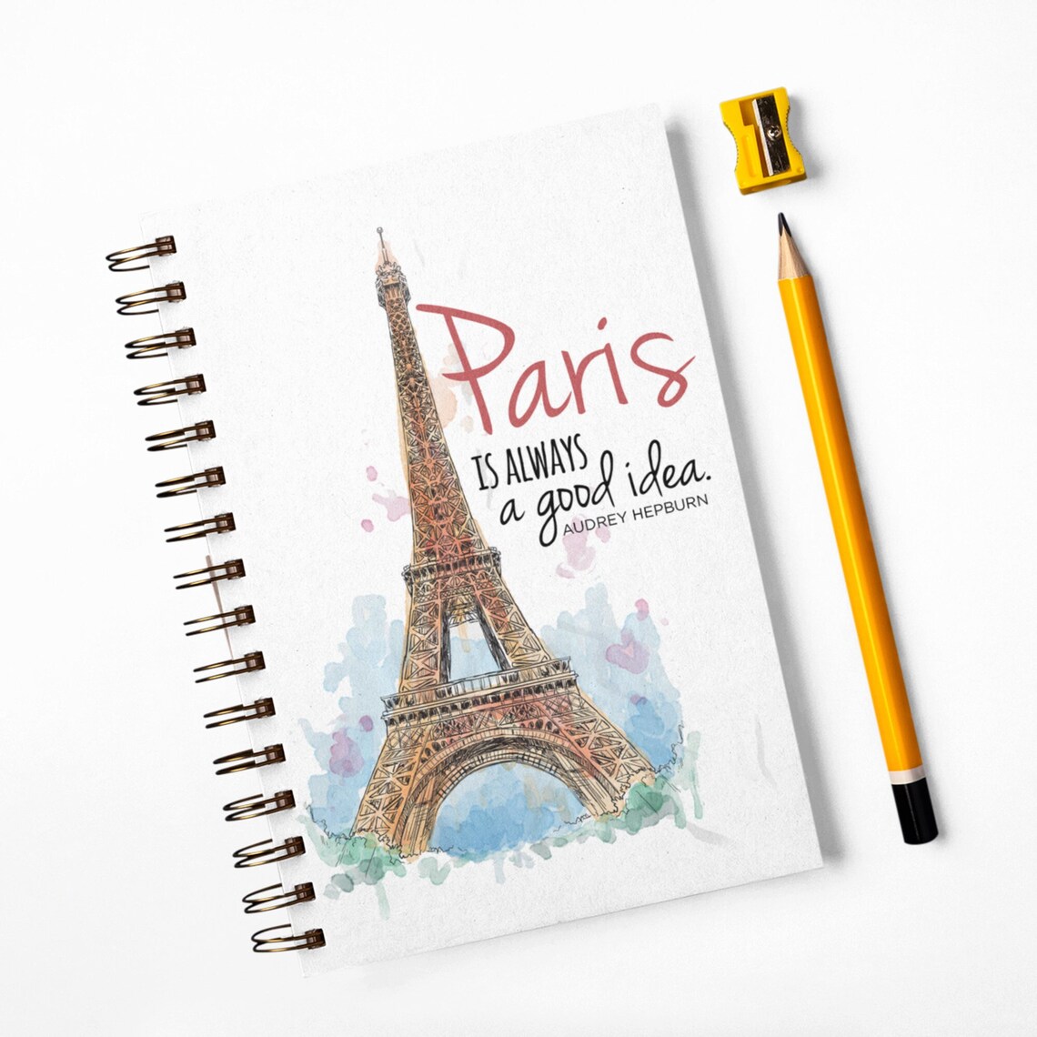 Paris Notebook, Travel Notebook, Eiffel Tower Spiral Notebook, Ruled ...