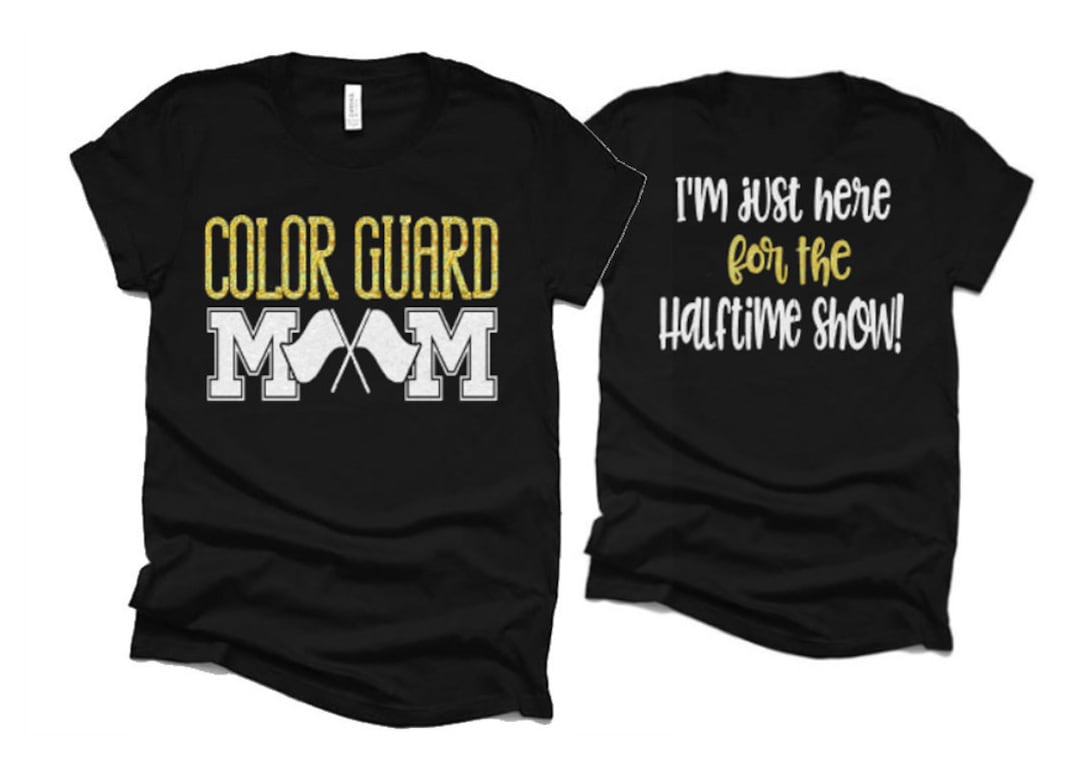 Glitter Color Guard Mom T-shirt | Band Shirts | Short Sleeve Tshirt ...