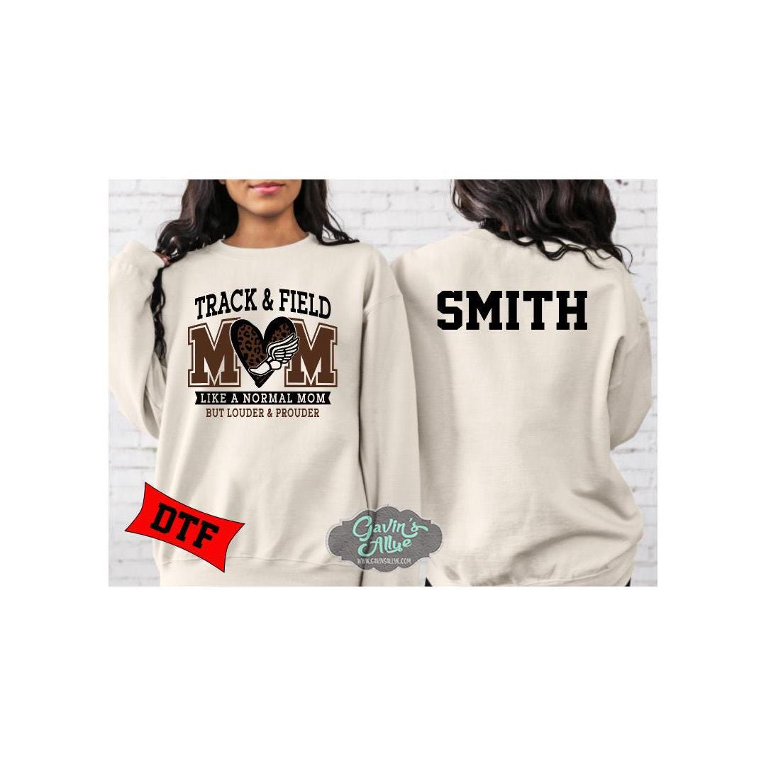 Glitter Track Mom Crewneck | DTF Loud and Proud Mom Track Crewneck ...
