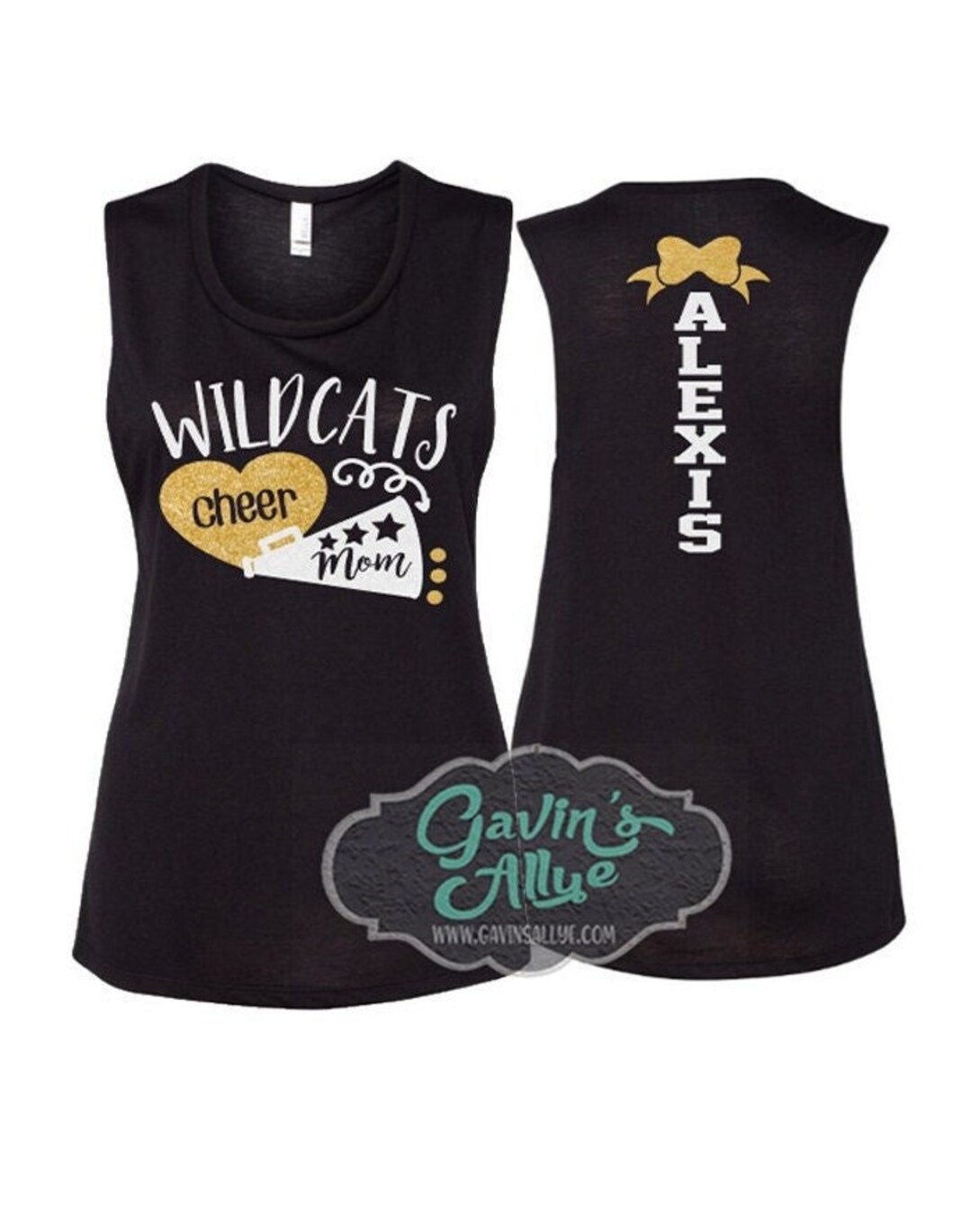 Glitter Cheer Mom Tank Top | Cheer Muscle Tank Top | Cheer Bling ...
