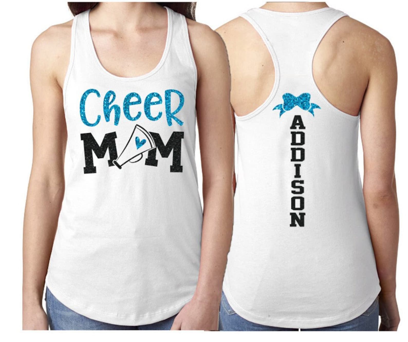 Glitter Cheer Mom Tank Top | Cheer Racerback Tank | Cheer Bling | Cheer ...