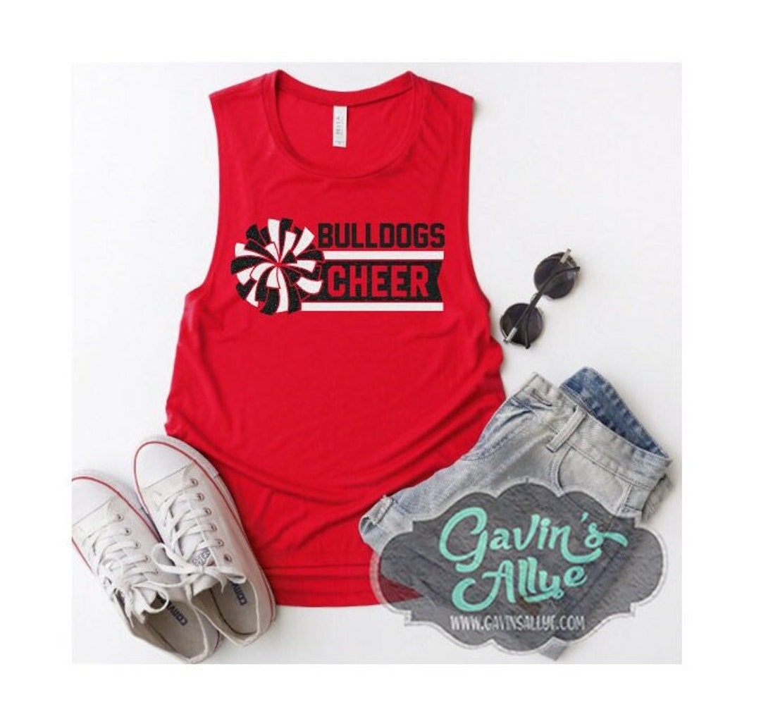 Glitter Cheer Mom Tank Top | Cheer Muscle Tank Top | Cheer Bling ...