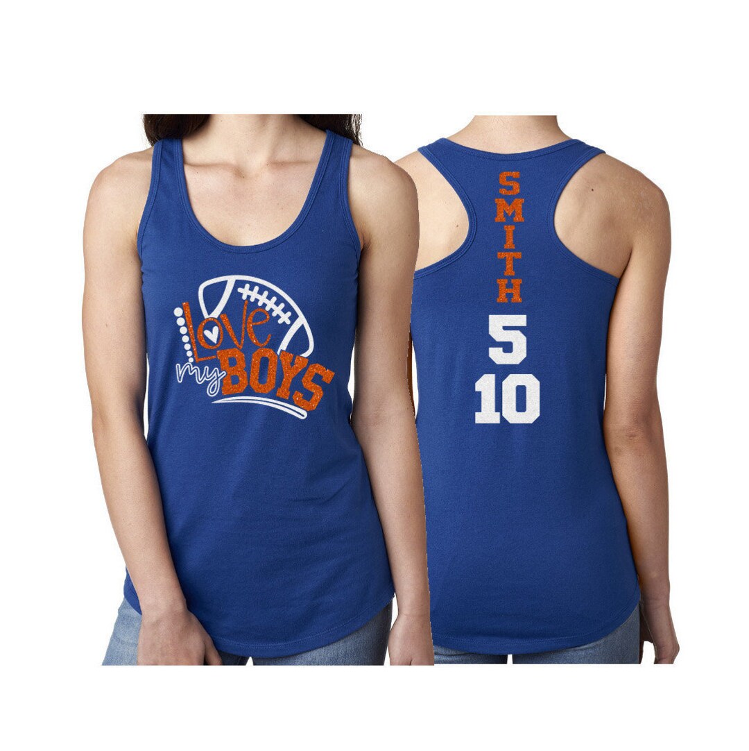 Glitter Football Mom Tank Top | Football Tank Top | Two Numbers | Love ...
