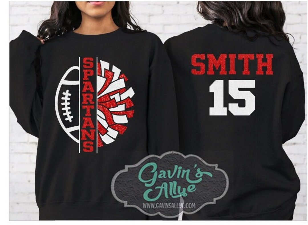 Glitter Football & Cheer Crewneck Sweatshirt | Football Shirts ...