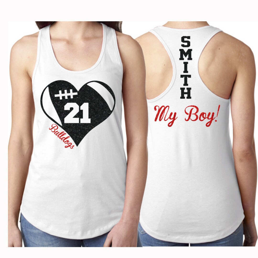 Football Heart Tank Top | Glitter Football Mom Tank Top | Racerback ...
