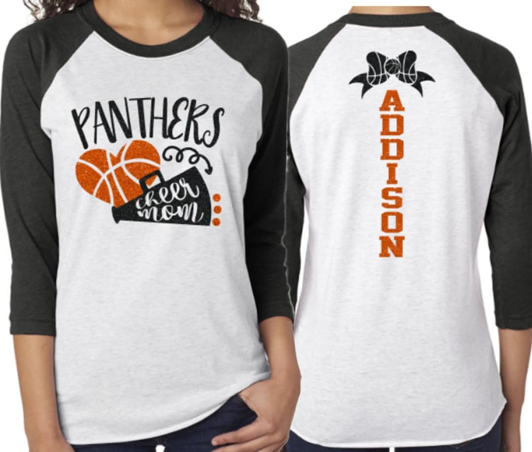 Glitter Basketball Cheer Mom Shirt | Cheer Shirt | 3/4 Sleeve Raglan ...