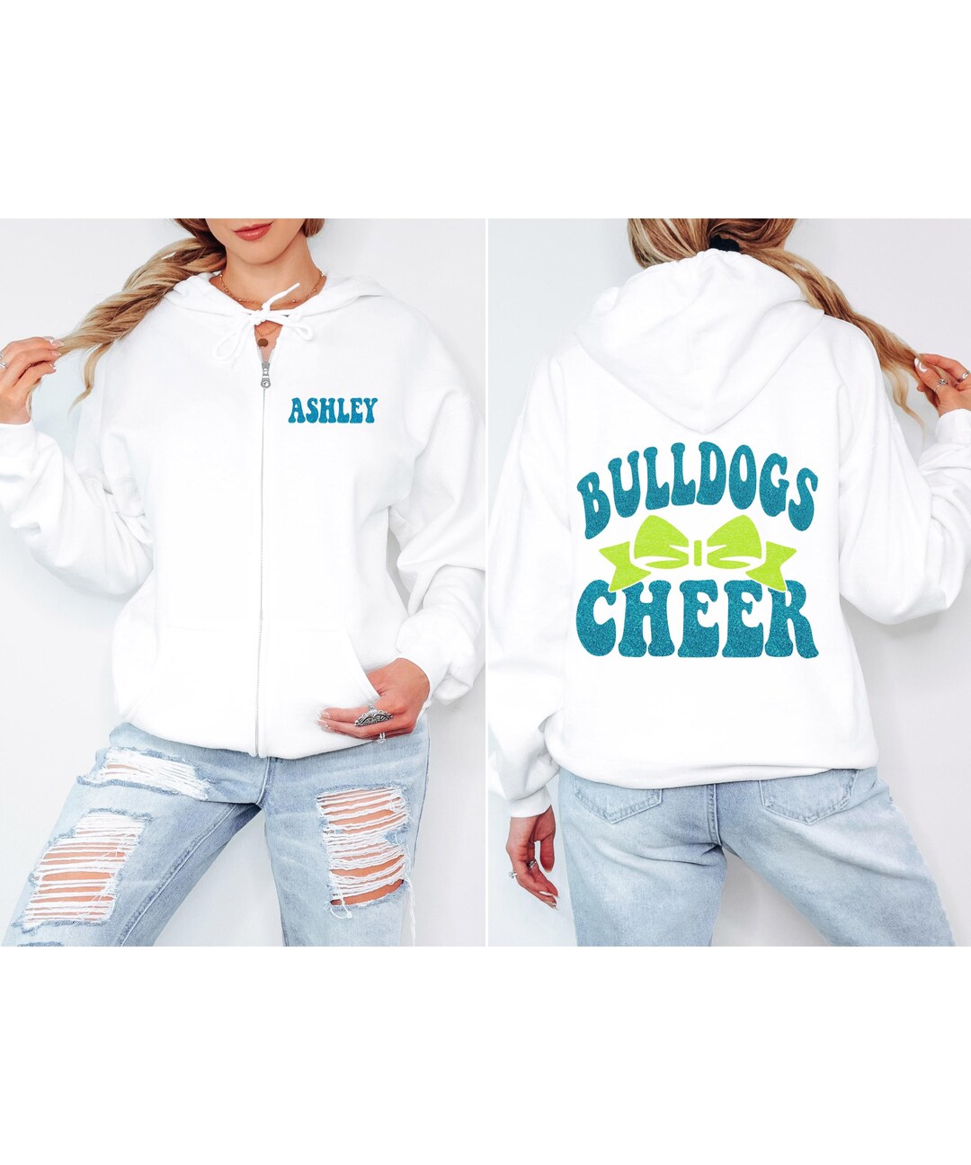 Glitter Cheer Zip Hoodie | Retro Cheer Hoodie | Cheer Jacket | Gift for ...