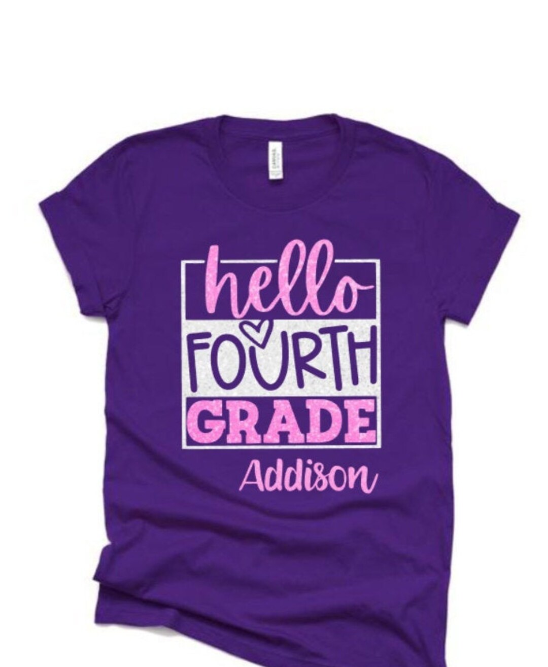 Glitter Hello Fourth Grade | 4th Grade | Back to School Shirt | 1st Day ...