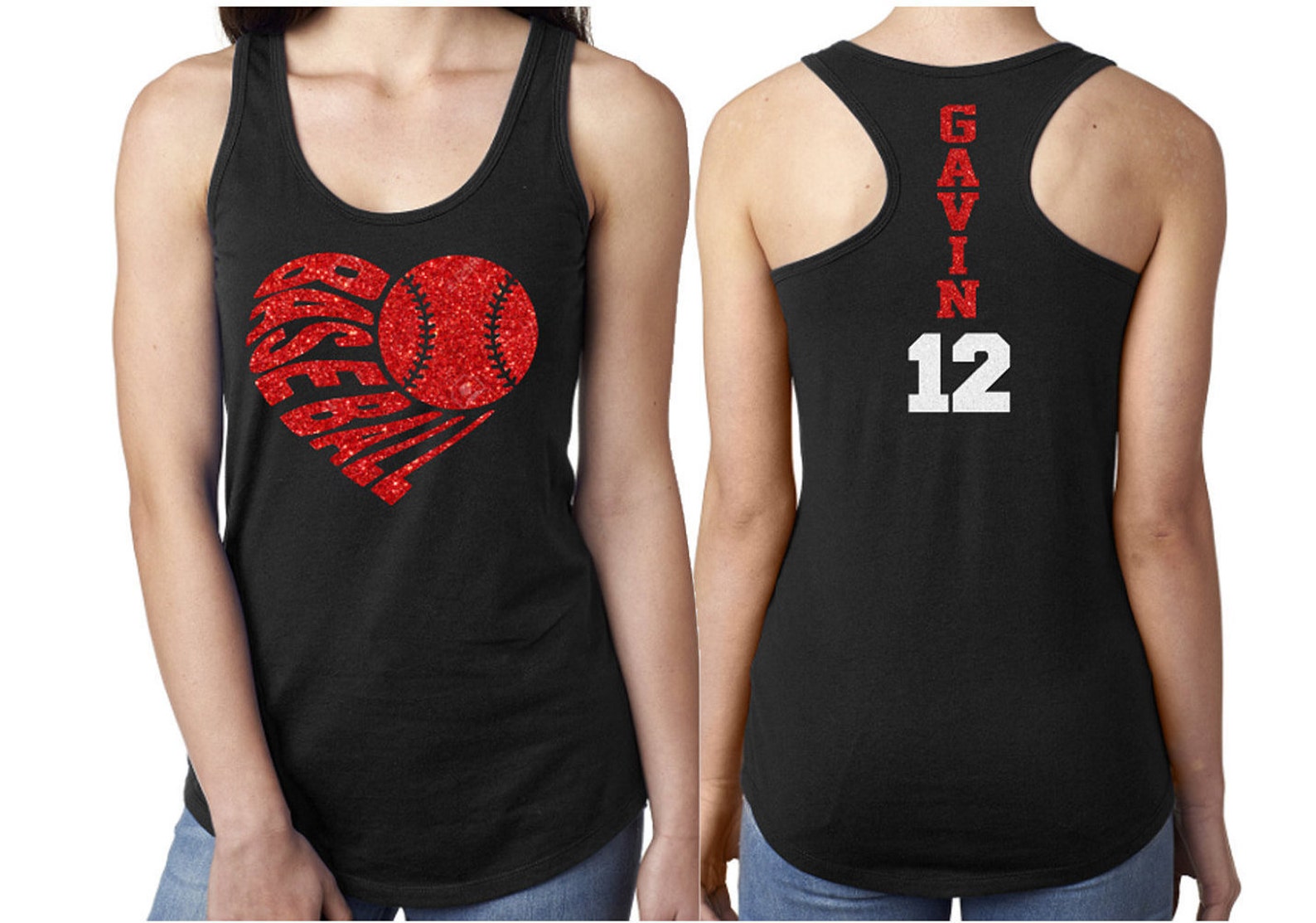Glitter Baseball Tank Top | Baseball Tank Tops | Racerback Tank Top ...