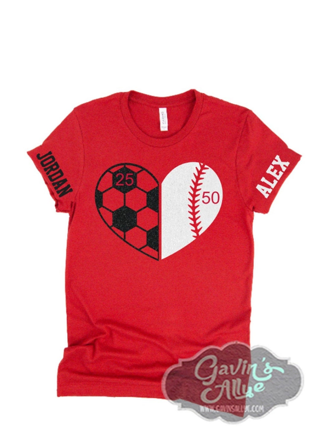 Glitter Soccer and Baseball Shirts | Two Player Shirts | Soccer ...