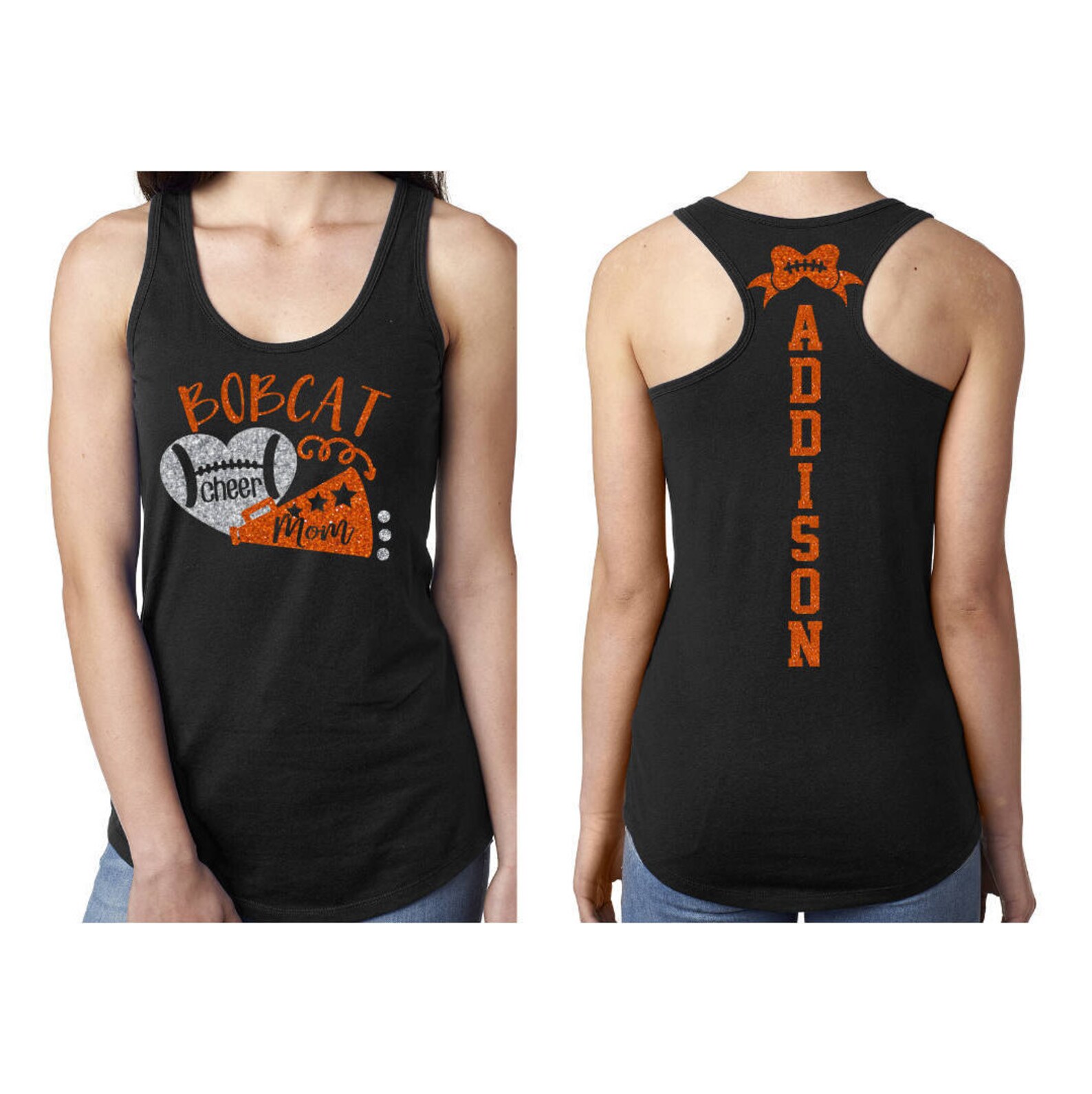 Cheer Mom Tank Top | Glitter Cheer Racerback Tank | Customize Team ...