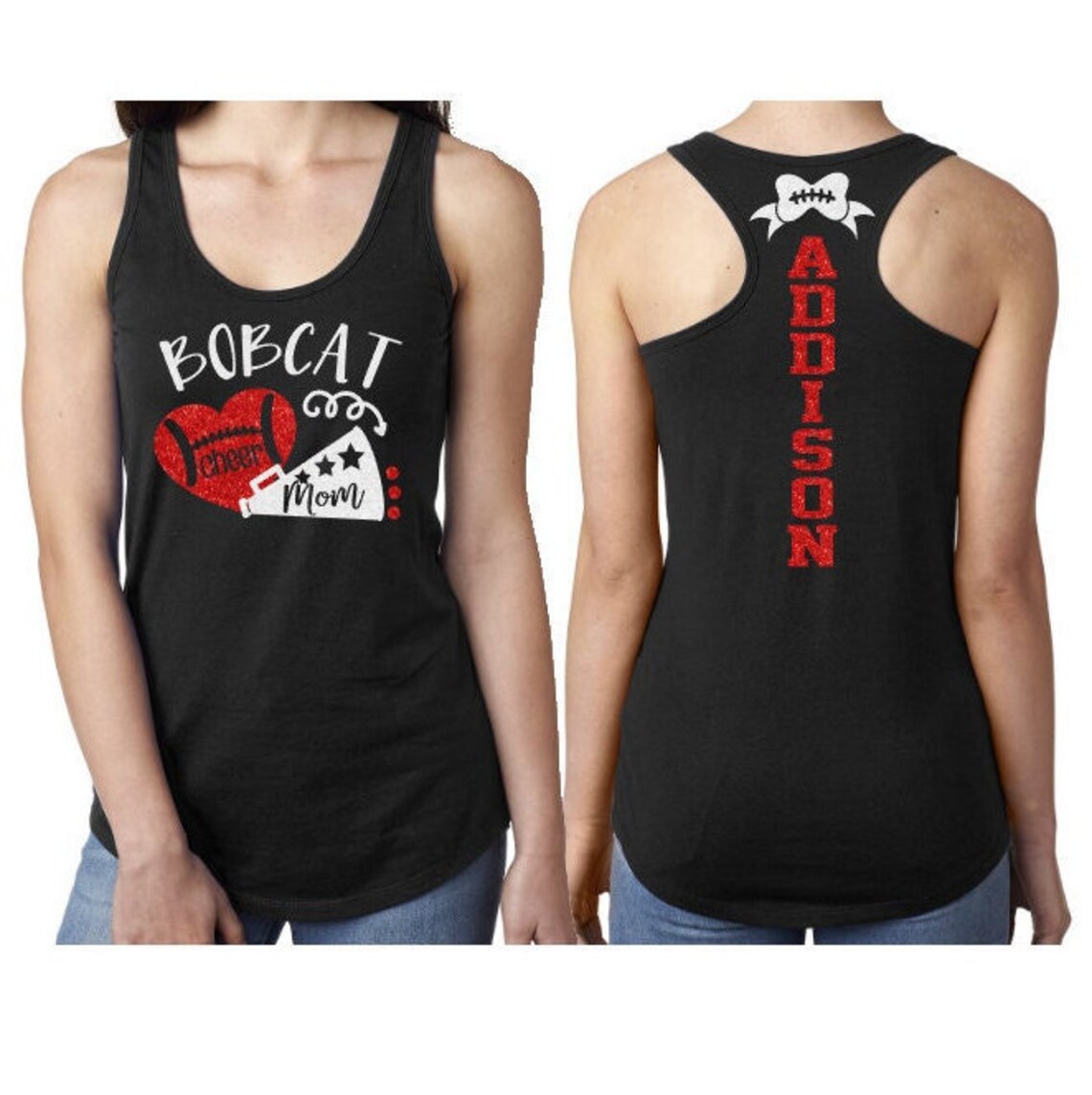 Cheer Mom Tank Top | Glitter Cheer Racerback Tank | Customize Team ...