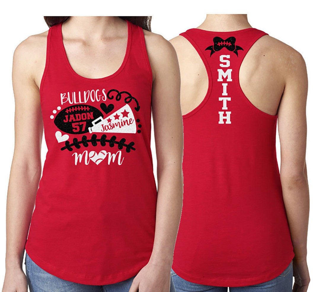 Glitter Football & Cheer Tank | Cheer and Football Mom | Racer Back ...