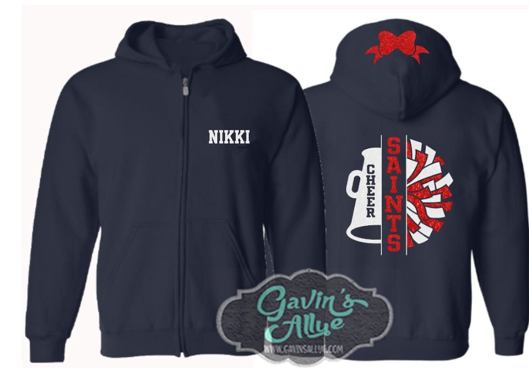 Glitter Cheer Zip Hoodie | Cheer Hoodie | Cheer Bling | Cheer Spirit ...