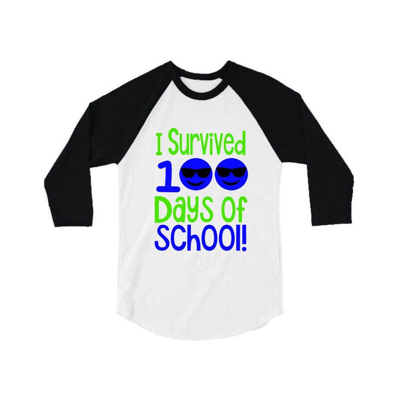 100th Day Of School Shirt Baseball Raglan Tee I Survived Etsy