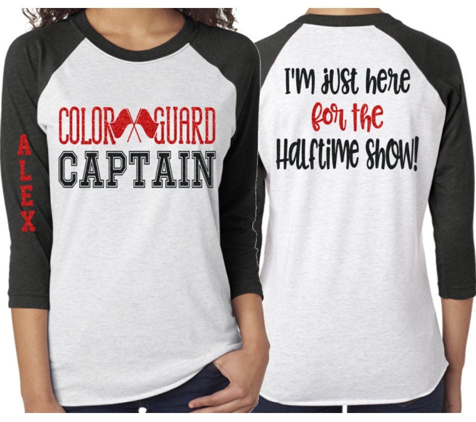 Glitter Color Guard Captain Shirt | Band Shirt | 3/4 Sleeve Raglan ...