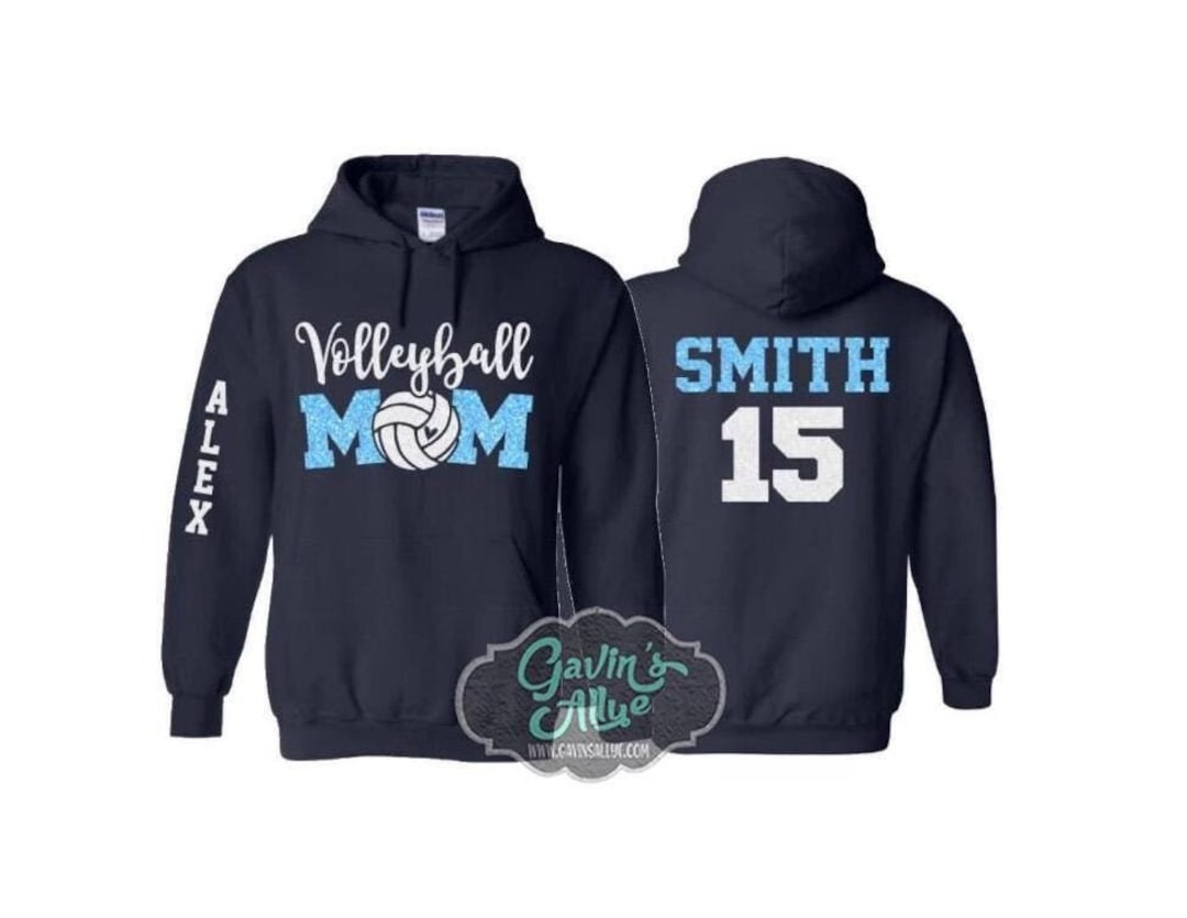Glitter Volleyball Mom Hoodie | Volleyball Hoodie | Customize With Your ...