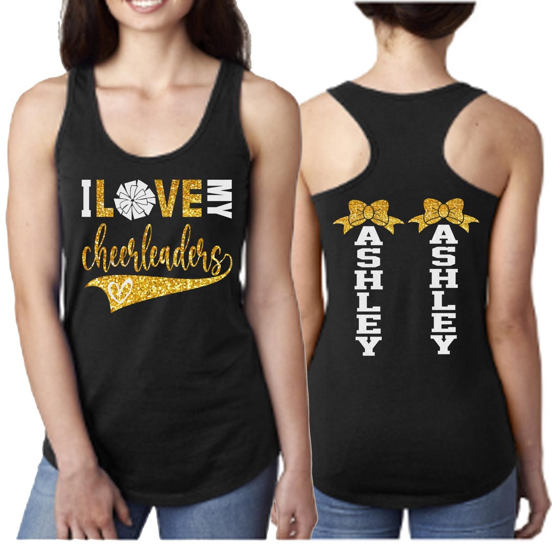 Glitter Custom Two Name Cheer Tank | I Love My Cheerleaders Tank ...