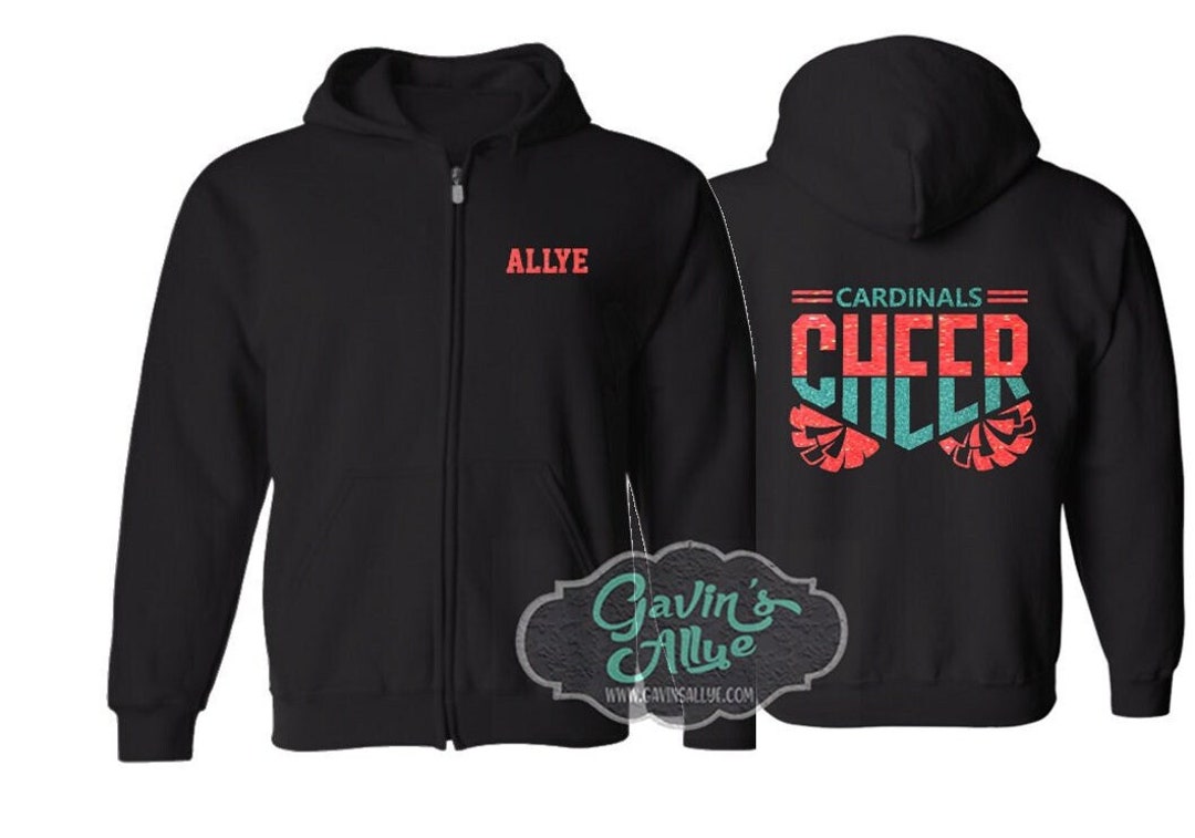 Glitter Cheer Zip Hoodie | Cheer Hoodie | Cheer Bling | Cheer Spirit ...
