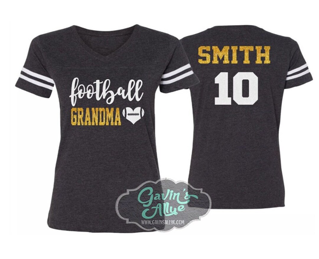 Glitter Football Grandma Shirt | Football Shirts | V Neck Short Sleeve ...