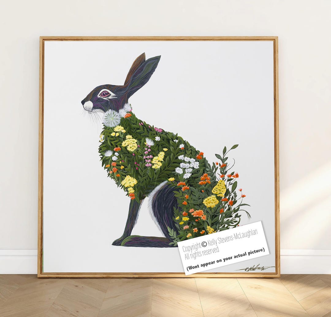 Limited Edition Whimsical Colorful Hare Fine Art Giclee Print ...