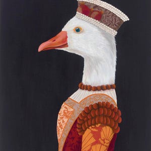 Pair of Original Renaissance Style White Geese Paintings, Canvas in ...
