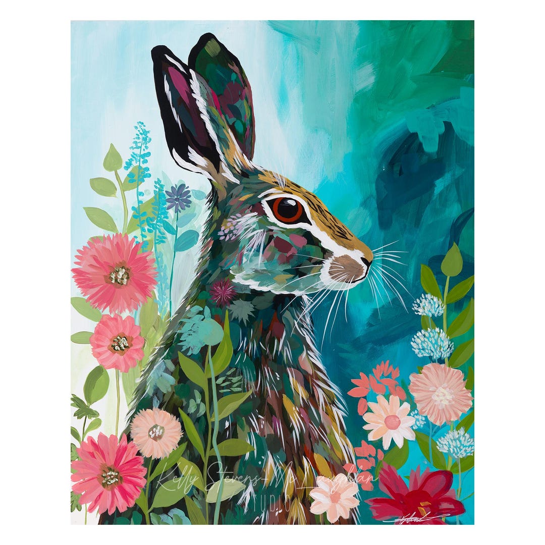 Limited Edition Colorful Whimsical Hare Fine Art Giclee Print ...