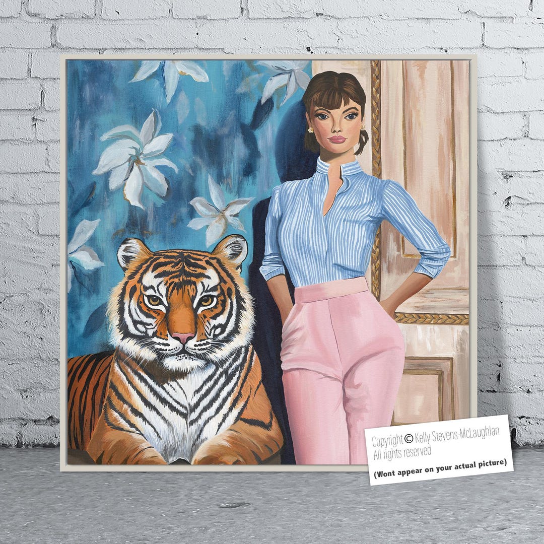 Maneater - ORIGINAL Tiger Wall Art, Whimsical Art, Large Acrylic ...