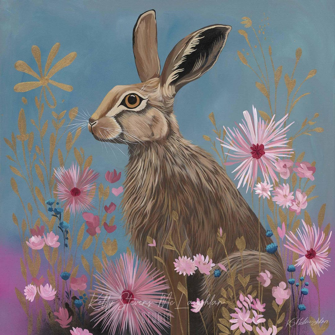 Colorful Limited Edition Whimsical Hare Fine Art Giclee Print ...