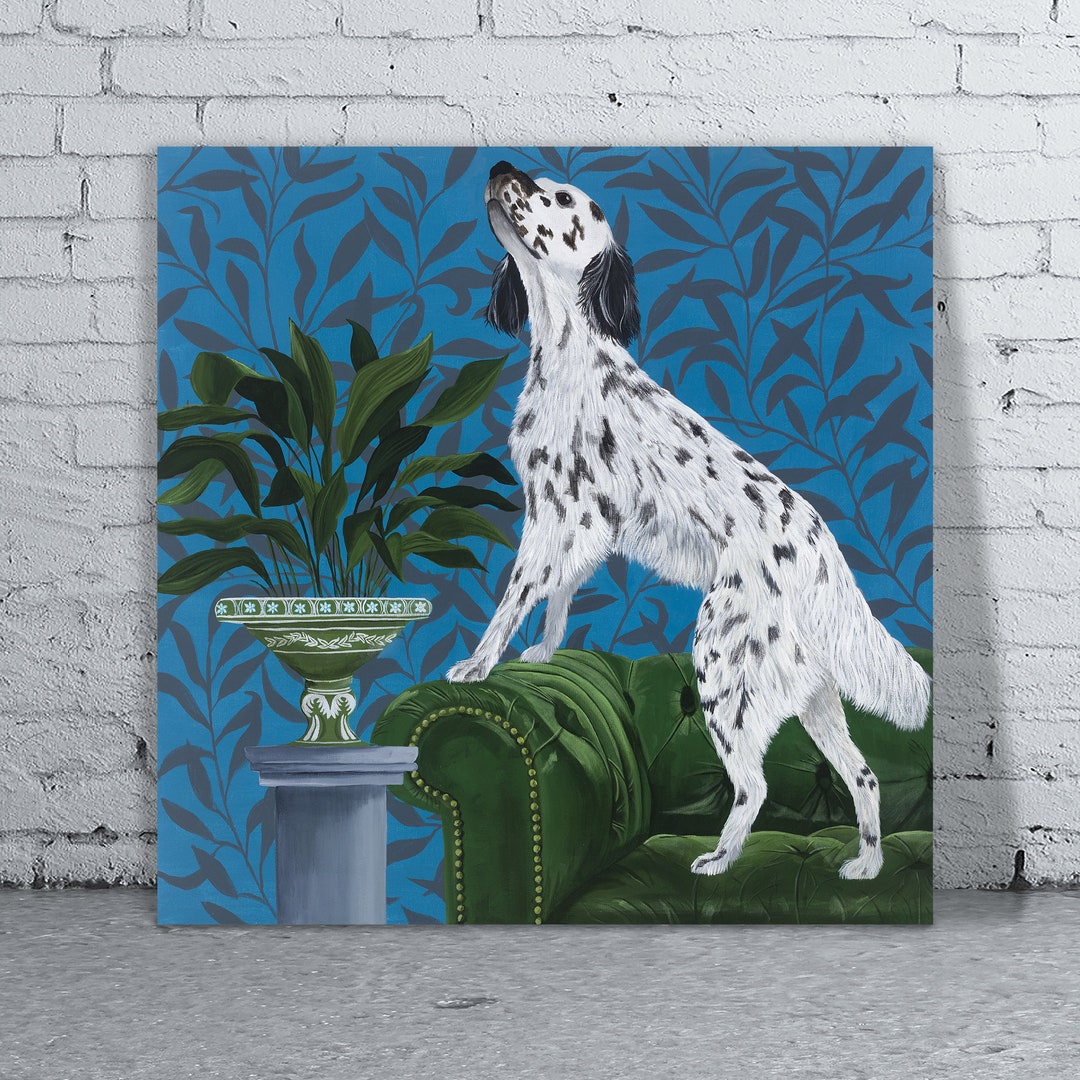 English Setter Dog Original Painting on Canvas 40x40 Large Acrylic ...