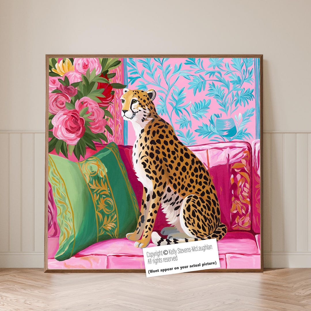 Cheetah Art Print, Whimsical Preppy Cheetah Wall Art From Original ...