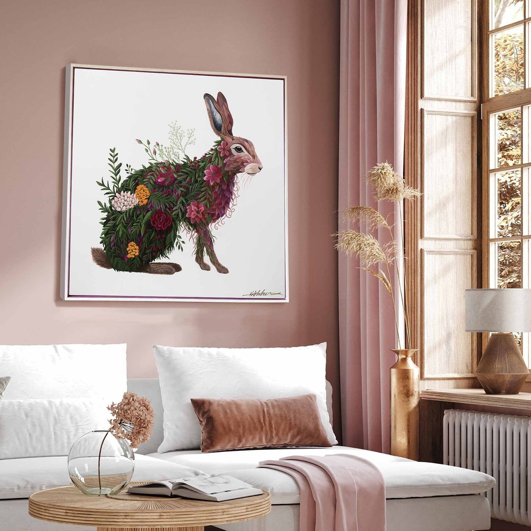 Contemporary Colorful Hare Painting Canvas, Original Modern Abstract ...