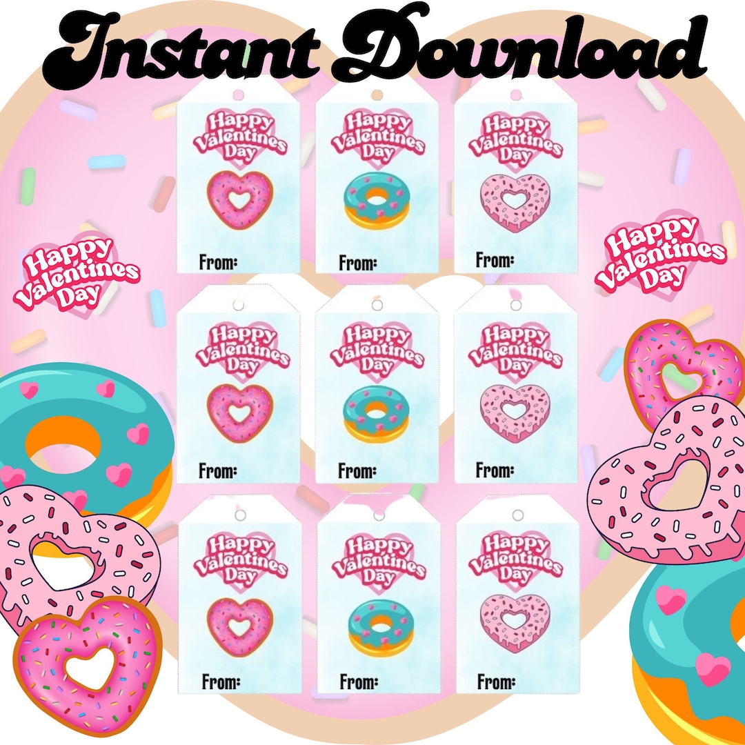 Valentine Gift Tags, Printable Kids Valentine Tags, Classroom ...