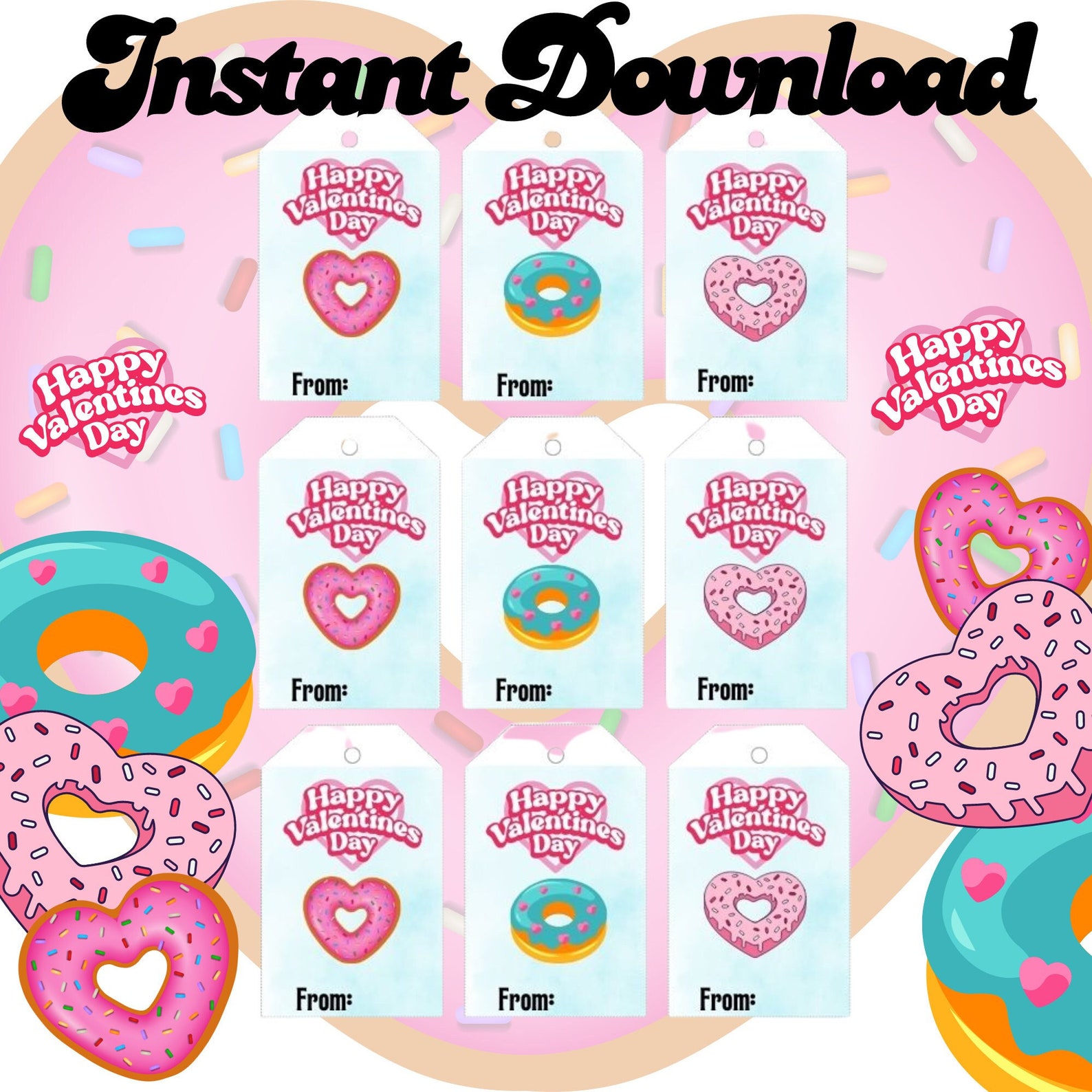 Valentine Gift Tags, Printable Kids Valentine Tags, Classroom ...