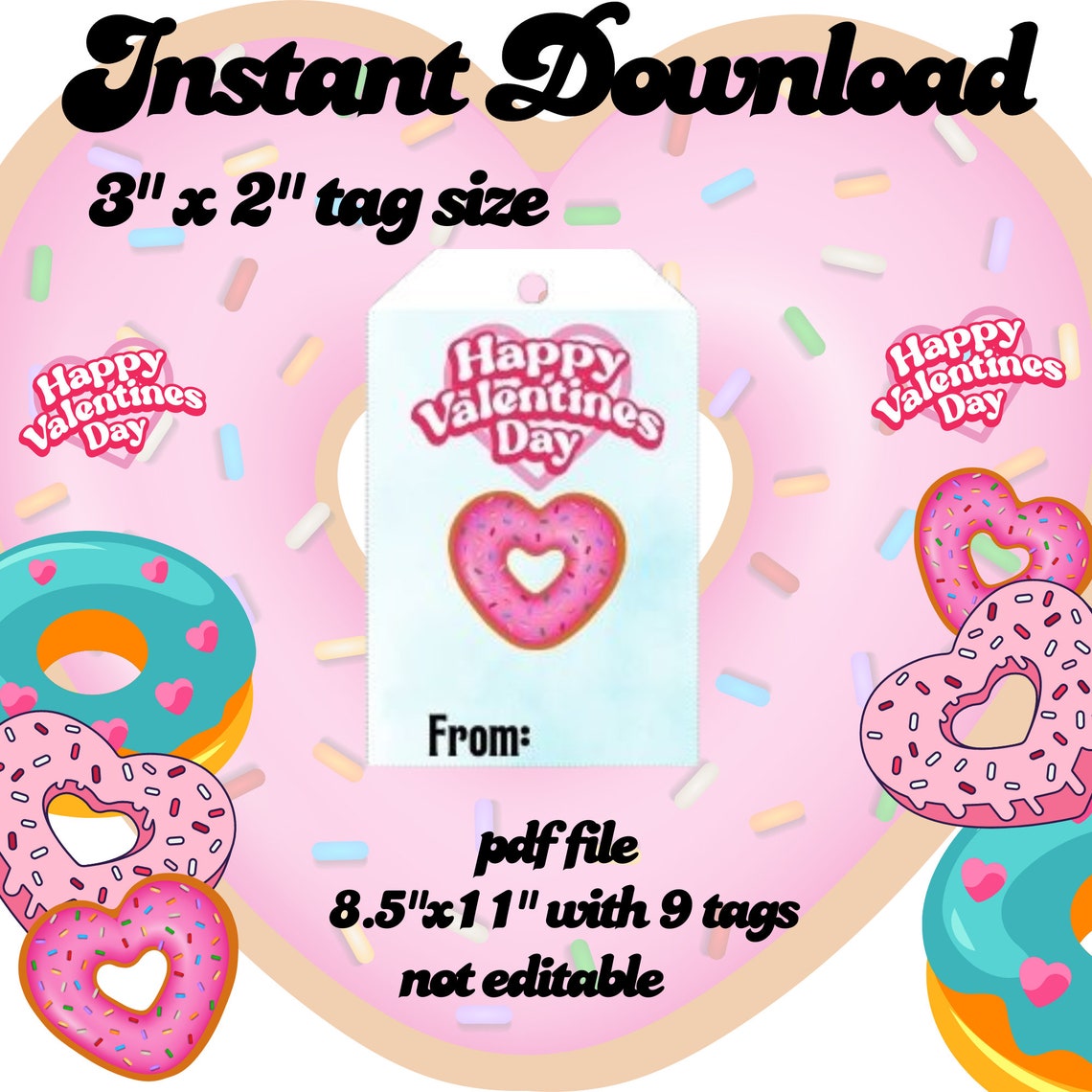 Valentine Gift Tags, Printable Kids Valentine Tags, Classroom ...