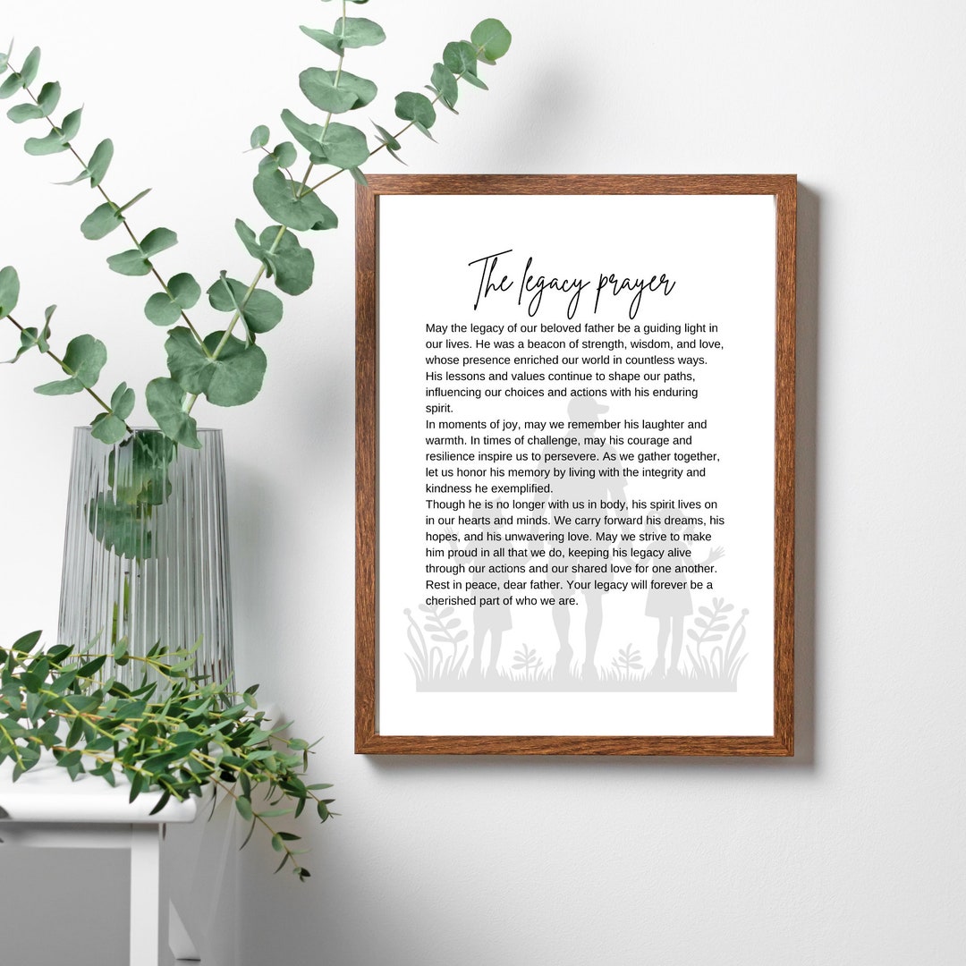 Memorial Prayer, Father's Passing, Printable Memorial, in Loving Memory ...