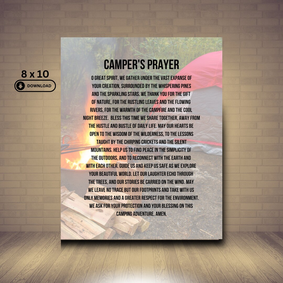 Camper's Prayer-gift Idea for Camper Printable, Instant Download - Etsy