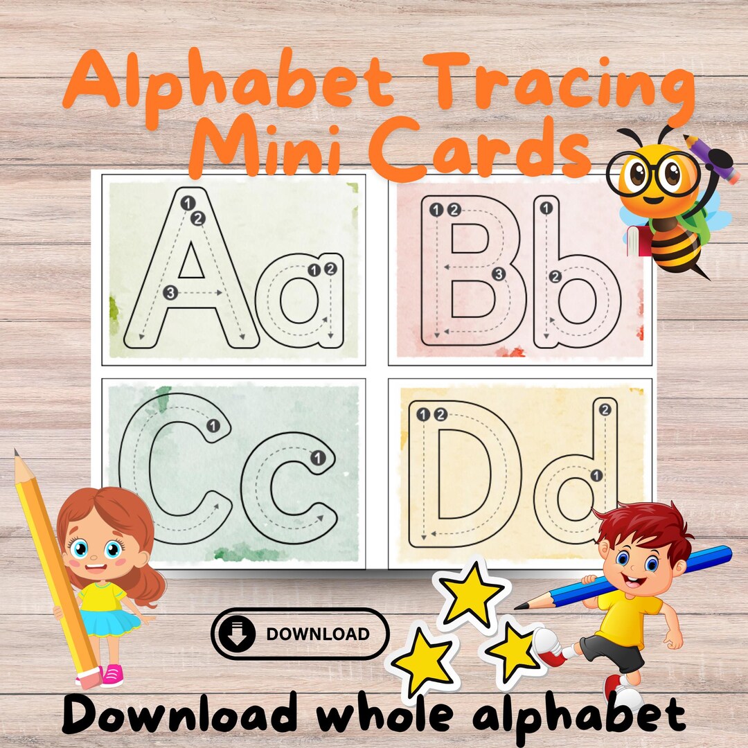 Printable Alphabet Tracing Mat & Mini Cards Set for Classroom and ...